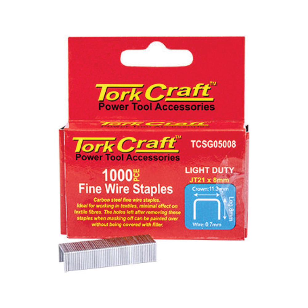 TORK CRAFT STAPLE JT21 X 8MM X 1000PC LIGHT DUTY - Cosmo Group