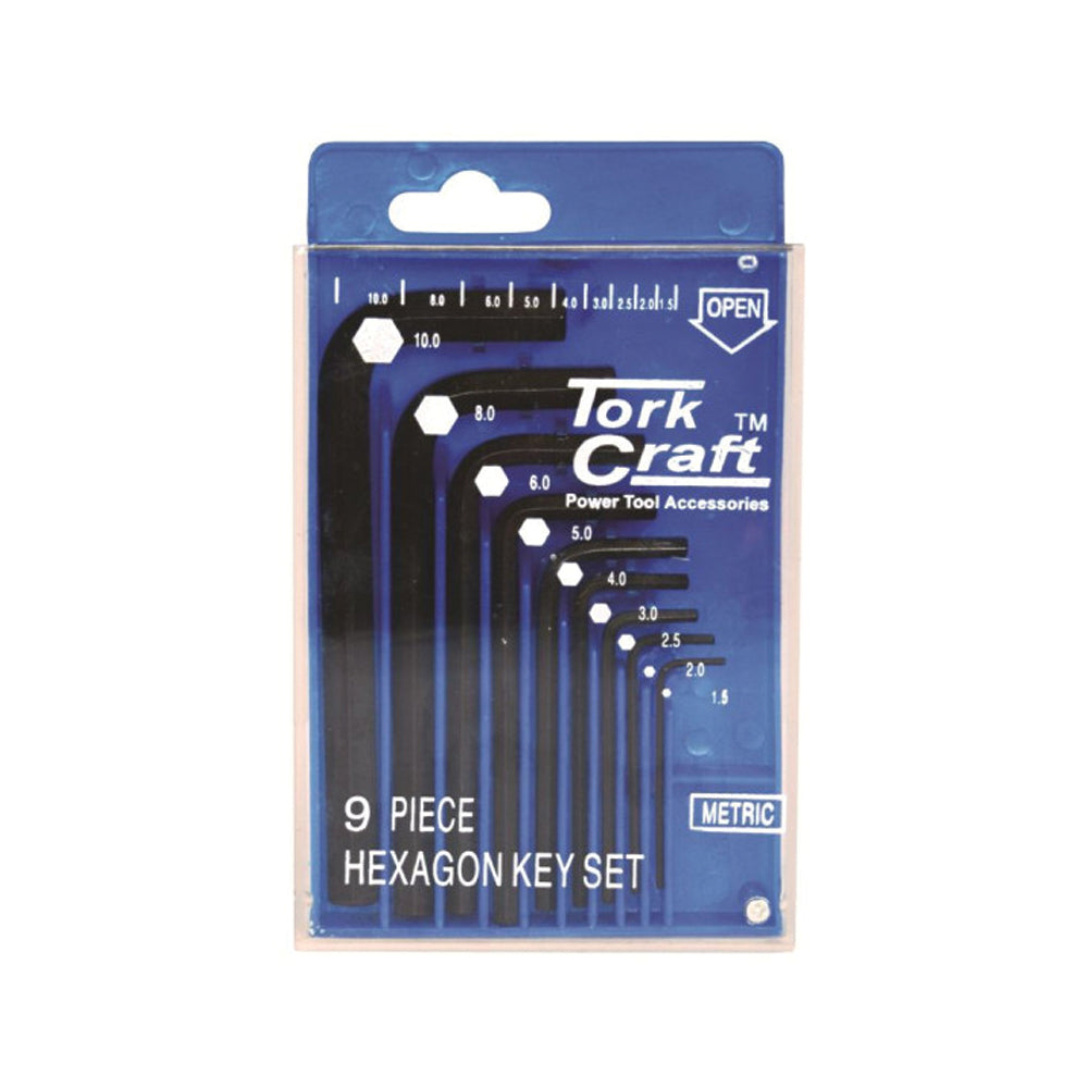 TORK CRAFT HEX KEY SET 9PC 1.5-10MM CR-V IN PLASTIC CASE - Cosmo Group