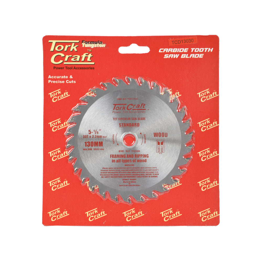 TORK CRAFT BLADE TCT 130 X 30T 16/13 GENERAL PURPOSE COMBINATION WOOD ...