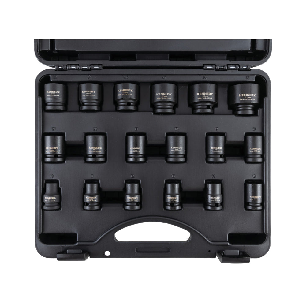 KENNEDY PM18M 1/2" SQUARE DRIVE IMPACT SOCKET SET 18PC - Cosmo Group